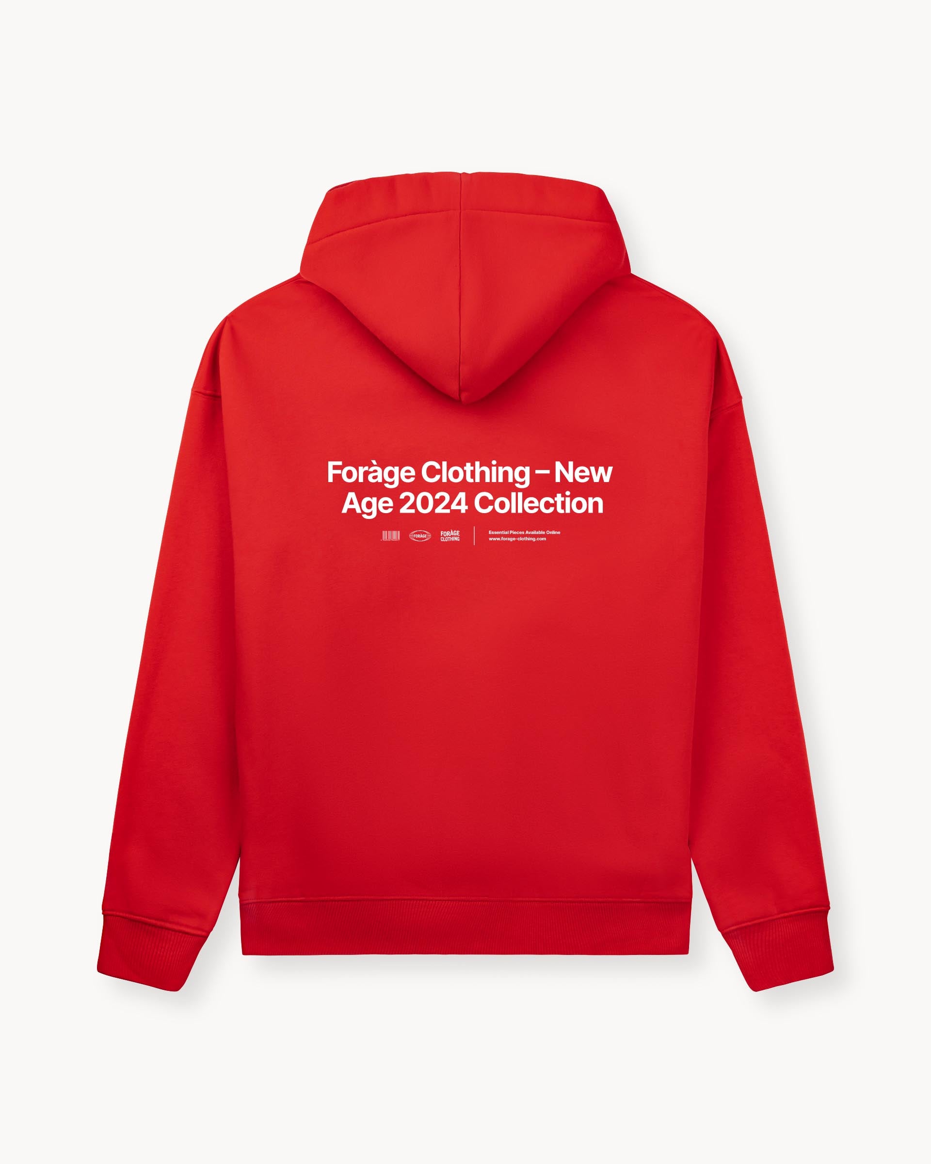 Oversized Herren Hoodie in Rot mit Aufdruck | FORÀGE